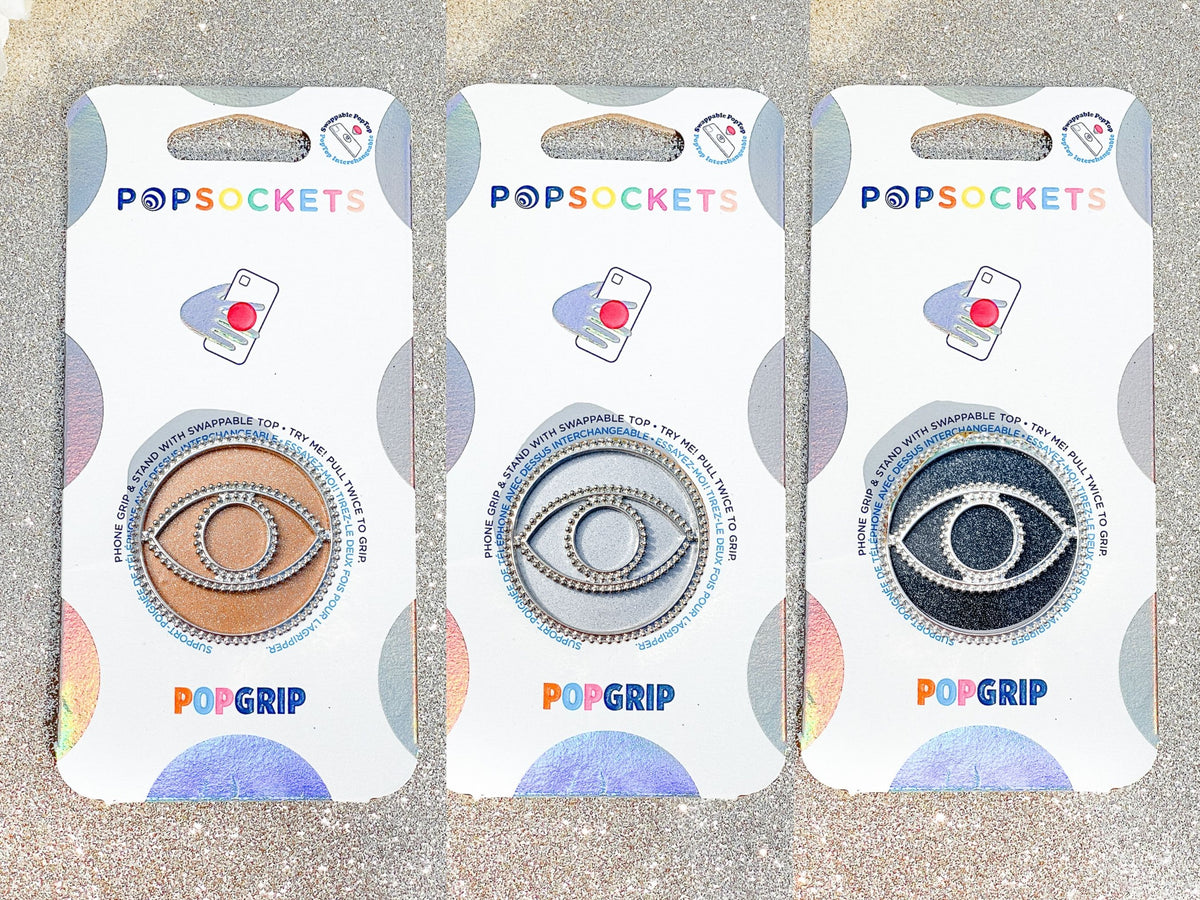 Silver Metal Evil Eye Phone Popsocket - Choose Your Background Color ...