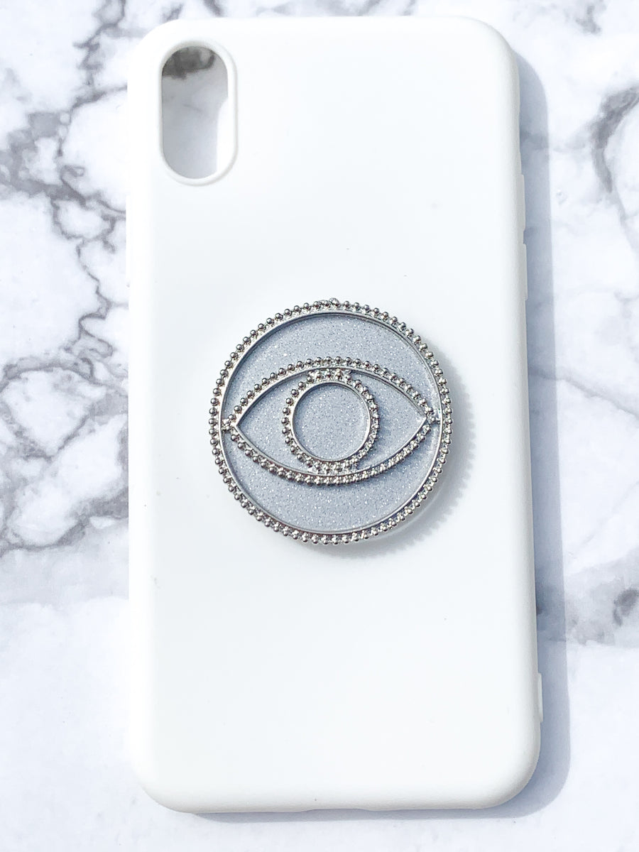 Silver Metal Evil Eye Phone Popsocket - Choose Your Background Color ...
